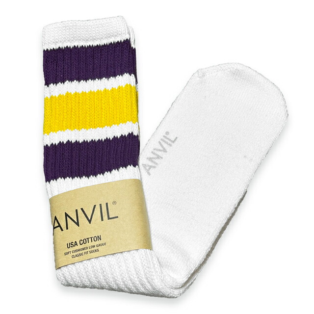 【楽天市場】ANVIL TUBE SOCKS チューブソックス ユニセックス AN600 PURPLE/YELLOW：KUSTOMSTYLE ...