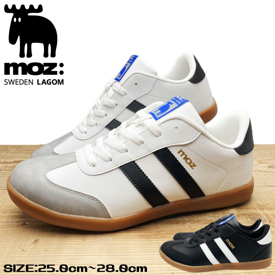 【楽天市場】【ポイント最大10倍 土日限定】 スニーカー メンズ moz モズ 黒 ブラック 白 ホワイト 25.0cm-28.0cm 軽量 低反発インソール moz 5223：靴工房あきまい