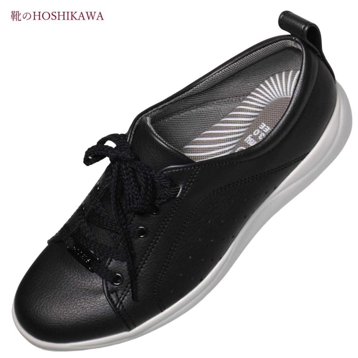 【楽天市場】【靴のHOSHIKAWA】 『PANSY 1376』パンジー レースアップシューズ22cm～24.5cm EEEブラック レディースカジュアル ファスナー無し軽量 幅広 合皮：靴の ...