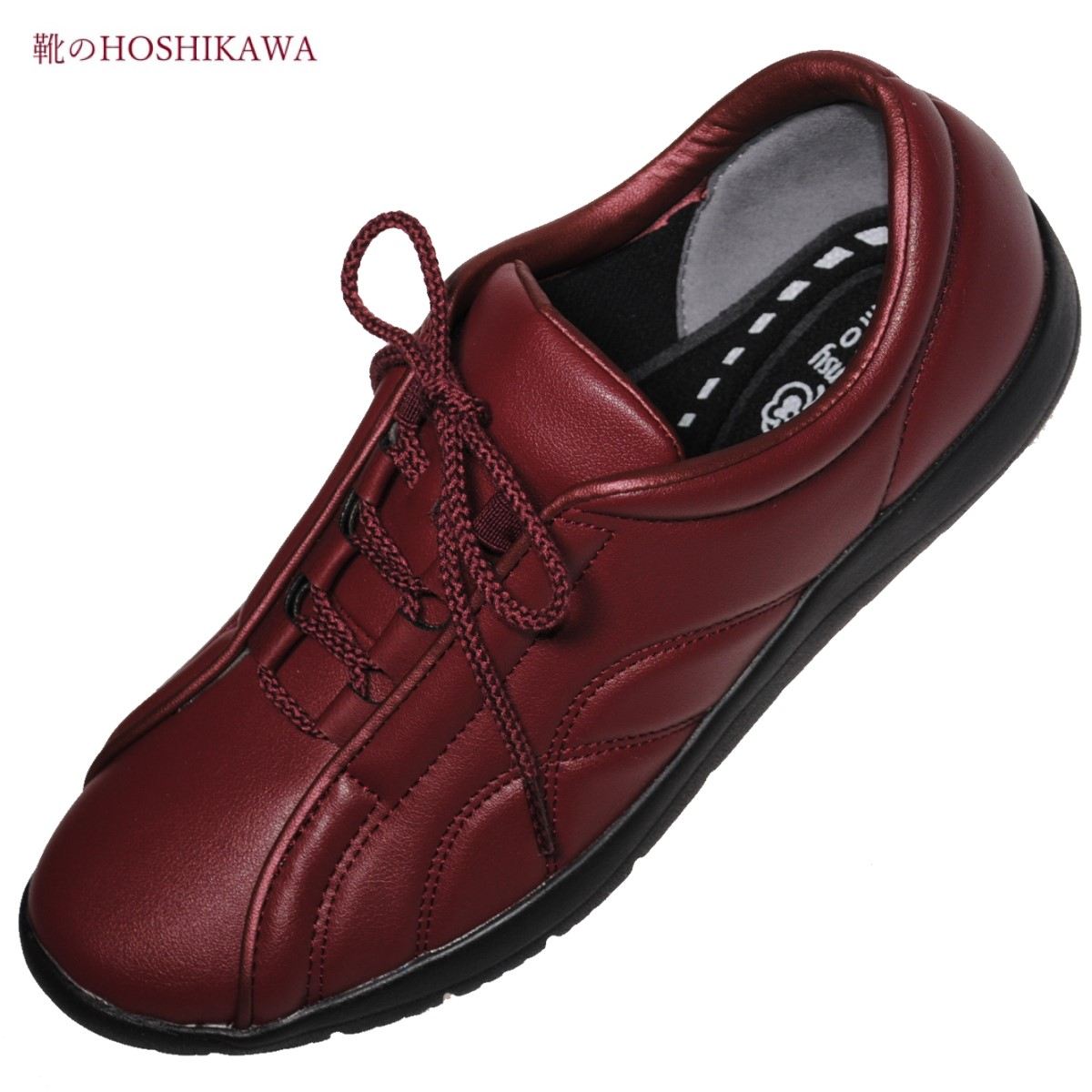 【楽天市場】【靴のHOSHIKAWA】 『PANSY 4334』パンジー レースアップシューズ22cm～24.5cm EEEワイン レディースカジュアル ファスナー無し軽量 幅広 合皮：靴の ...