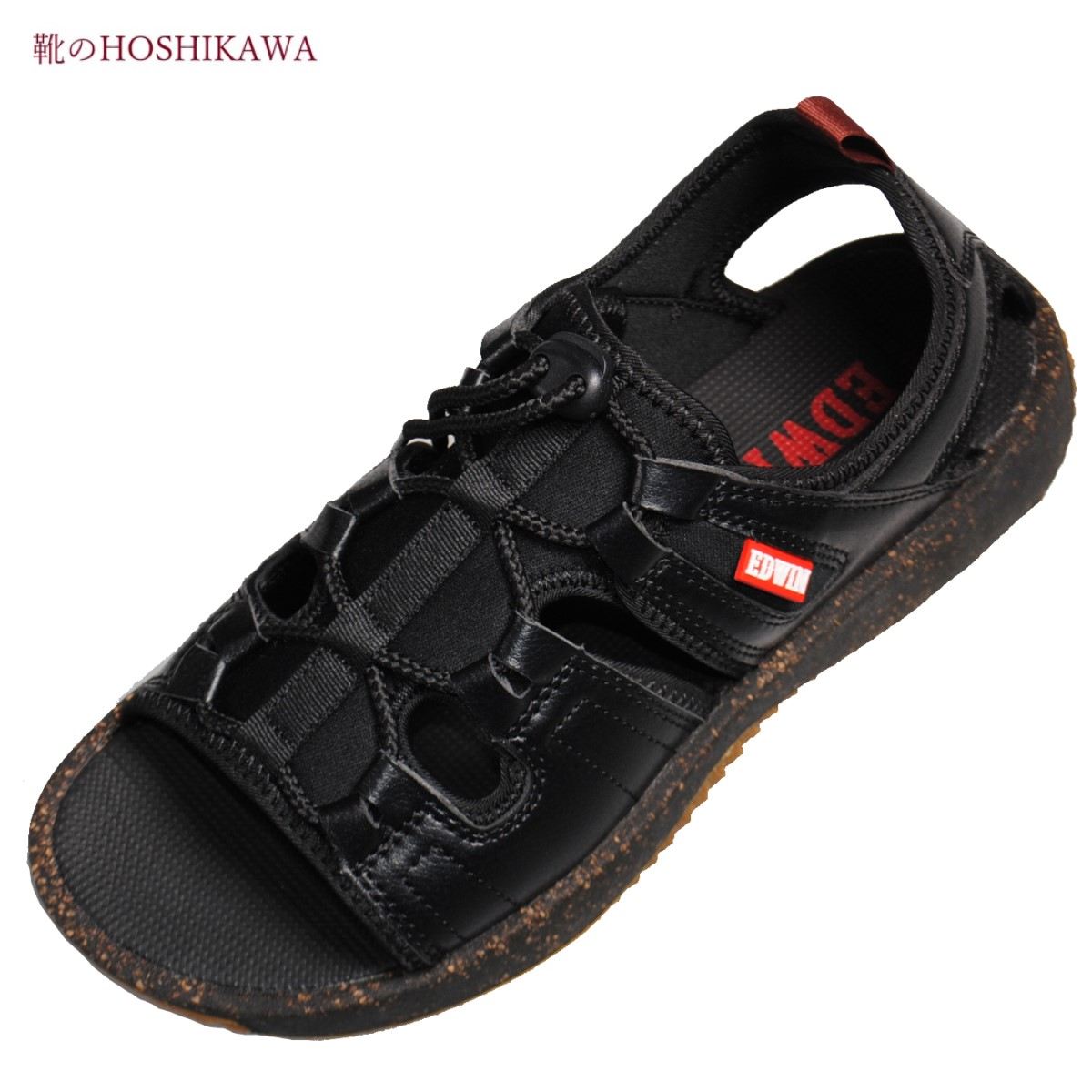 【楽天市場】【靴のHOSHIKAWA】 『EDWIN 5106』エドウィン スポーツサンダル25cm～28cm メンズストラップ ストレッチサンダルシューズ ブラック合成皮革 春夏：靴の ...