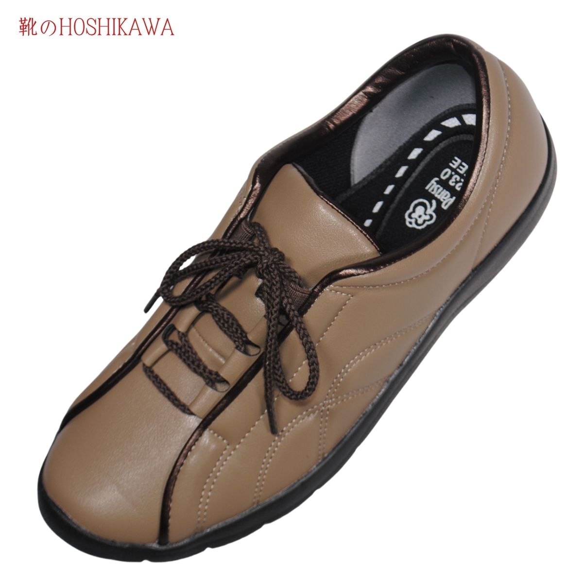 【楽天市場】【靴のHOSHIKAWA】 『PANSY 4334』パンジー レースアップシューズ22cm～24.5cm EEEオーク レディースカジュアル ファスナー無し軽量 幅広 合皮：靴の ...