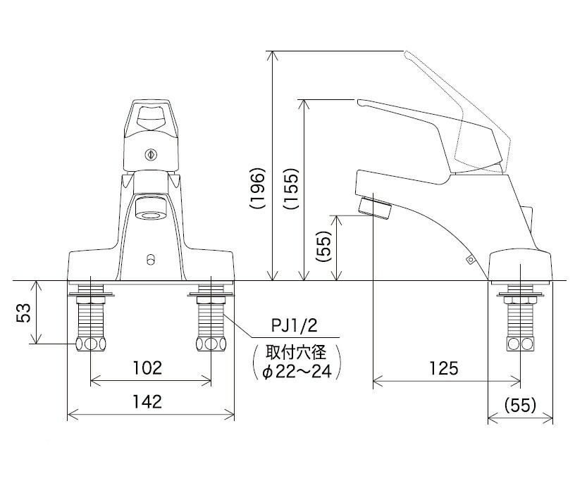 【楽天市場】【KM7014TA】洗面用シングルレバー混合栓ゴム栓付（湯側角度規制）：KVK AQUA SHOP