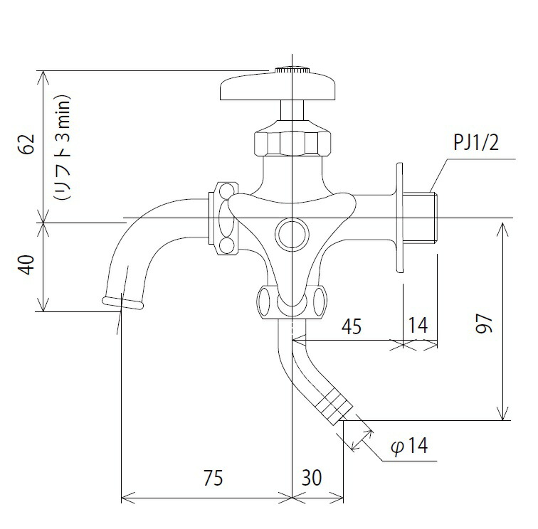 【楽天市場】【K23J】横水栓 13（2口・吐水口回転・ホース接続・逆止）：KVK AQUA SHOP
