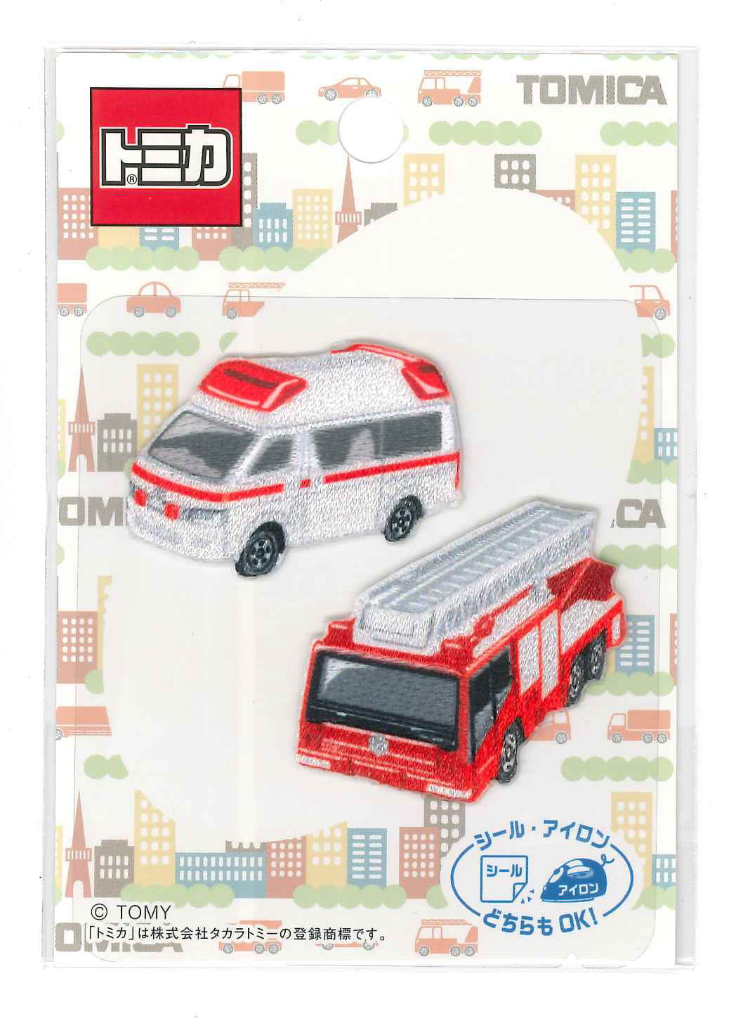 【楽天市場】【トミカ 】TOM650-TOM28トヨタハイメディック救急車＆日野はしご車 キャラクターワッペン アップリケ：京都カナリヤ手芸店