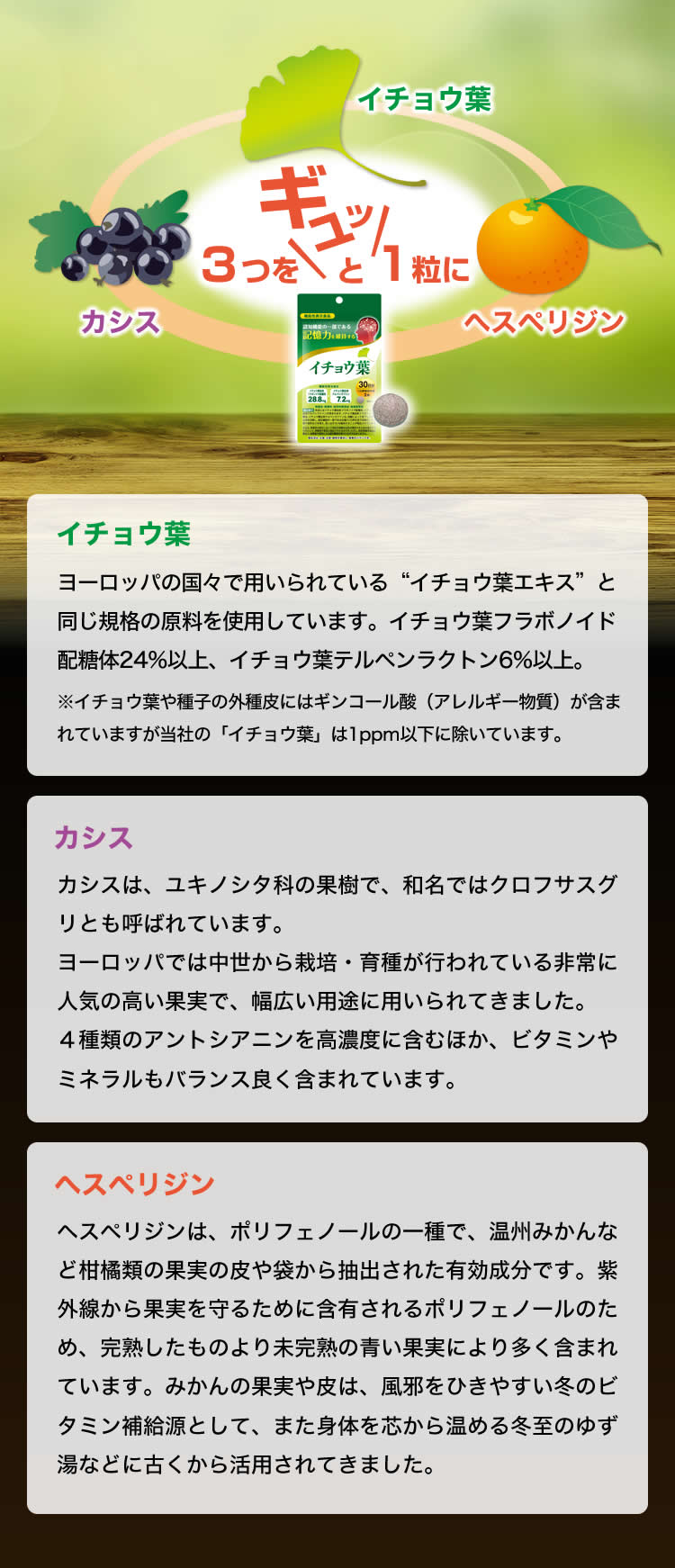 【楽天市場】【公式】 イチョウ葉エキス サプリ (機能性表示食品) 脳の血流を改善し 記憶力を維持 国内製造 【1袋60粒×3袋：約3カ月分 ...
