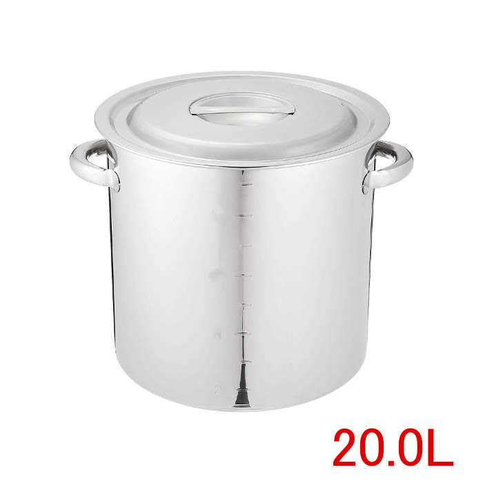 【楽天市場】EBM 18-8ステンレス 寸胴鍋（目盛付）パイプハンドル付・30cm 20L 業務用 スープ 煮出し 煮込み 大容量 ラーメン うどん パスタ (EBM25-1)(115-2 ...