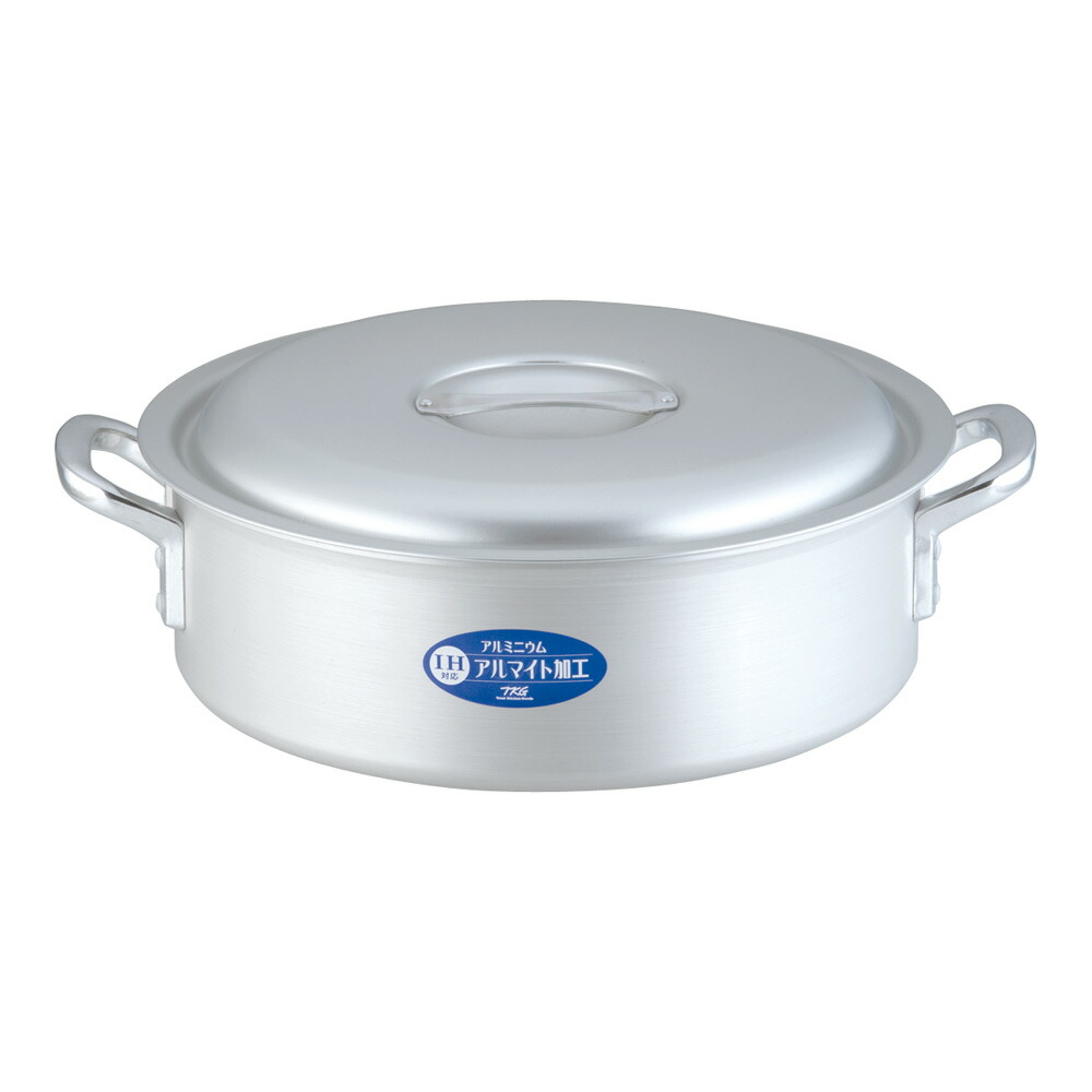 【楽天市場】TKG IHアルミ 外輪鍋 42cm 蓋付 IH対応 電磁調理器OK 浅型 両手鍋 大型 なべ 業務用 大量調理 給食 施設 厨房用品 調理 (1-0025-0307)：食器の通販 ...