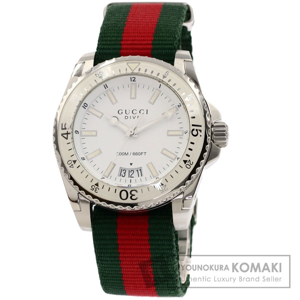 【楽天市場】グッチ 136.2 DIVE ホワイト文字盤 腕時計 OH済 ステンレススチール/ナイロン メンズ 【中古】【GUCCI】：ブランド京の蔵小牧【最安挑戦！】