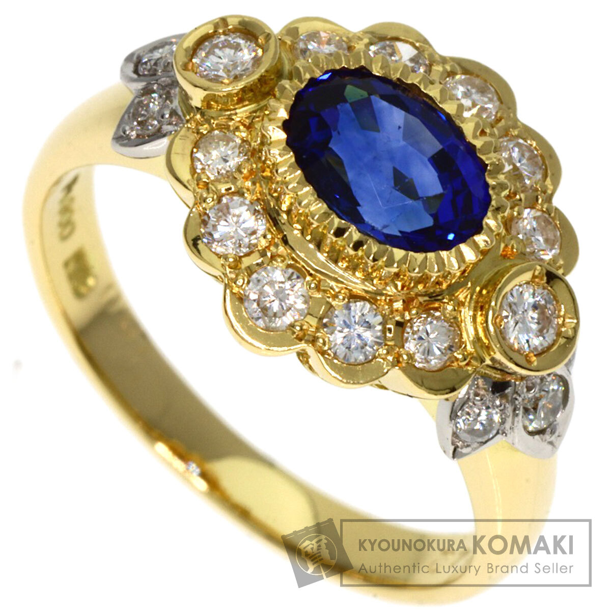 【楽天市場】0.97ct サファイア ダイヤモンド リング・指輪 K18イエローゴールド/PT900 4.8g レディース 【中古】：ブランド京の蔵小牧【最安挑戦！】