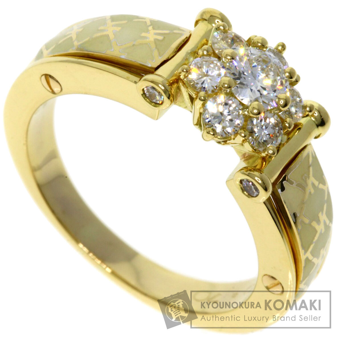 【楽天市場】0.7ct ダイヤモンド エナメル リング・指輪 K18イエローゴールド 7.6g レディース 【中古】：ブランド京の蔵小牧【最安挑戦！】