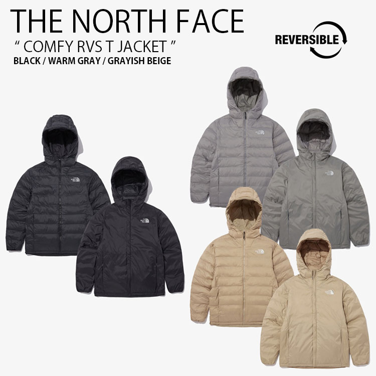 【楽天市場】THE NORTH FACE ノースフェイス パディングジャケット COMFY RVS T JACKET コンフィ リバーシブル ジャケット フーディ ロゴ ブラック グレー ...