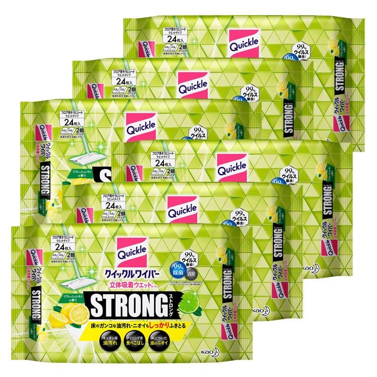 【楽天市場】【6個セット】 クイックルワイパー ウェットシート 立体吸着 クイックルワイパー立体吸着ウエット ストロングレモン 24枚 送料 ...