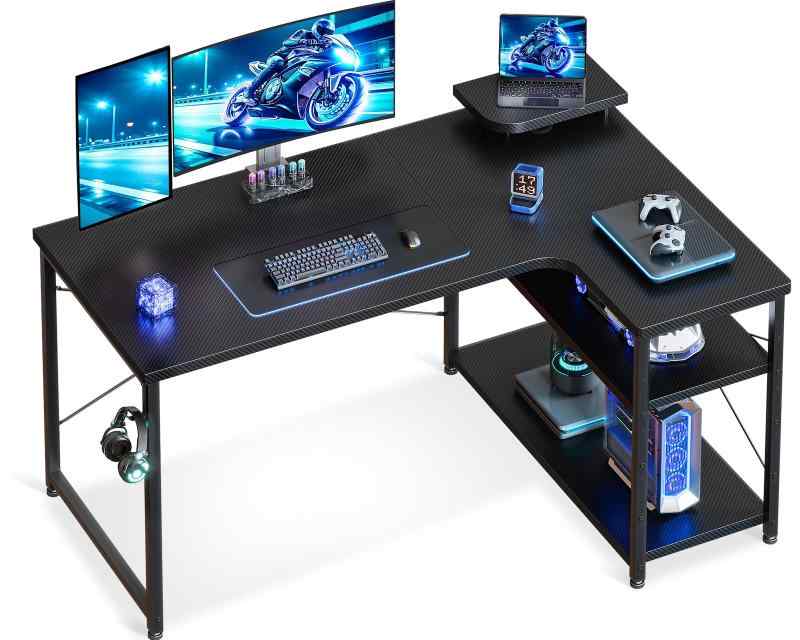 【楽天市場】ODK ゲーミングデスク l字 パソコンデスク 幅90/110/130 デスク 机 desk 棚付き 在宅勤務 l字デスク 薯z子 勉強机 pcデスク ワーク ゲーム オフィス ...