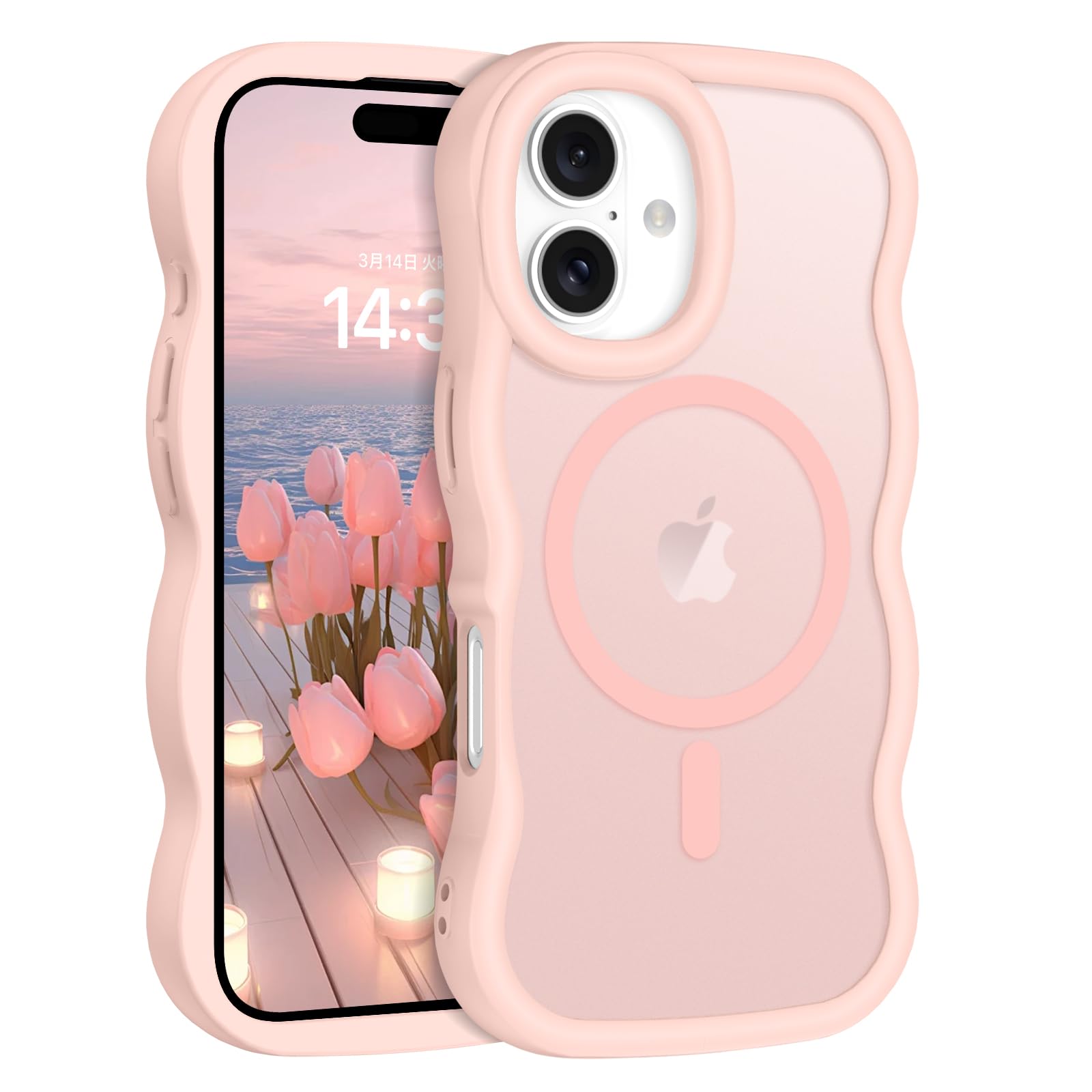 【楽天市場】ihone 16 ケース Maafe対応 可愛い ウェーブ マグネット搭載 U+ 携帯ケース ワイアレス充電対応 耐衝撃 黄変防止 滑り止め：La chic ラ・シック