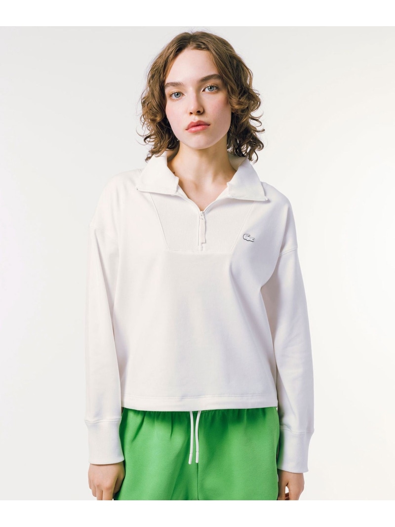 【楽天市場】【SALE／40%OFF】接触冷感 吸水速乾 COOL MAX クールマックス クロップド ハーフジップスウェット トレーナー LACOSTE ラコステ トップス スウェット ...