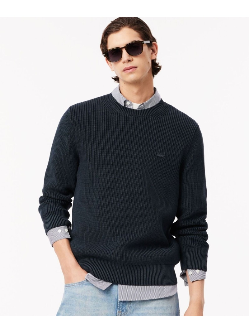【楽天市場】【SALE／40%OFF】ローゲージエッセンシャルコットンニットセーター LACOSTE ラコステ トップス ニット ブラック ...
