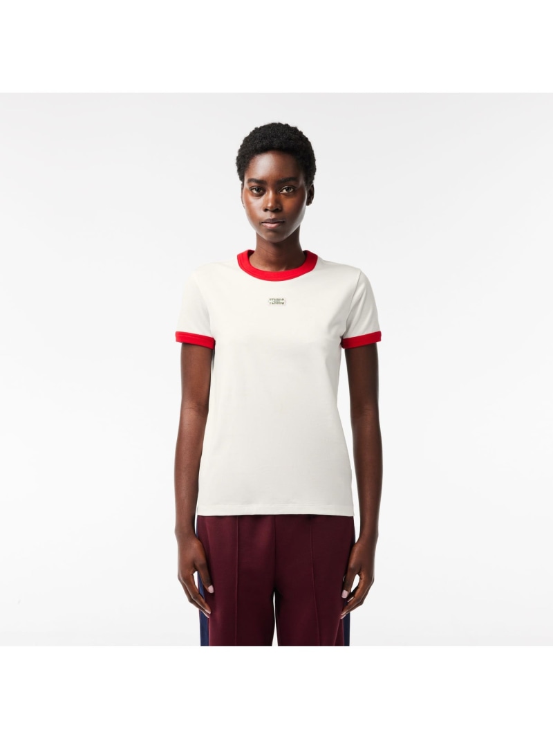 【楽天市場】【SALE／40%OFF】ラコステテニストリムTシャツ LACOSTE ラコステ トップス カットソー・Tシャツ ネイビー ホワイト【RBA_E】【送料無料】[Rakuten ...