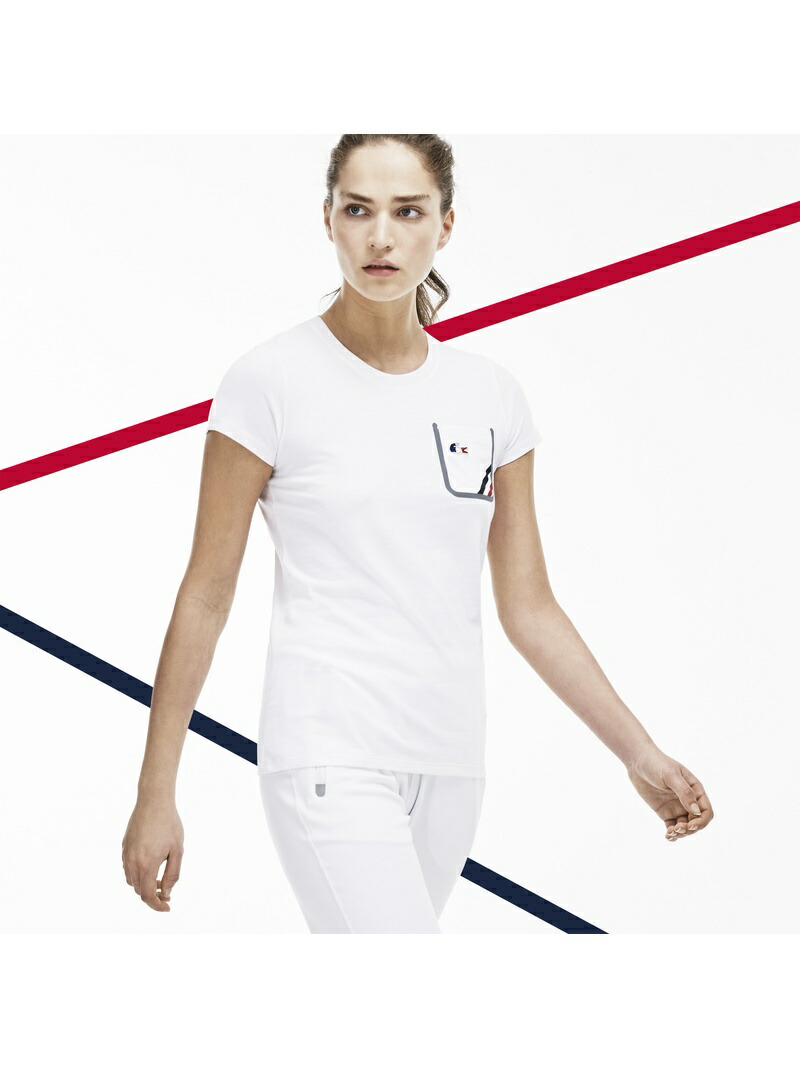 【楽天市場】【SALE／20%OFF】(W)TEE SHIRTS LACOSTE ラコステ トップス カットソー・Tシャツ ホワイト ネイビー ...