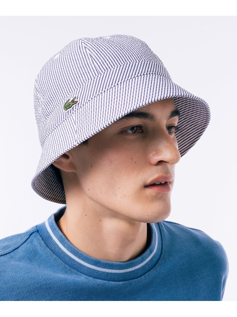 【楽天市場】【SALE／40%OFF】吸水速乾 COOL MAX クールマックス シアサッカー バケットハット LACOSTE ラコステ 帽子 ハット ブルー ネイビー【RBA_E】【送料無料 ...