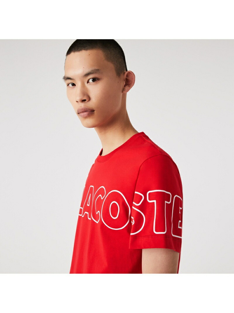 【楽天市場】【SALE／40%OFF】アシンメトリービッグブランドネームロゴプリントTシャツ LACOSTE ラコステ トップス カットソー・Tシャツ ネイビー ホワイト レッド【RBA_E ...
