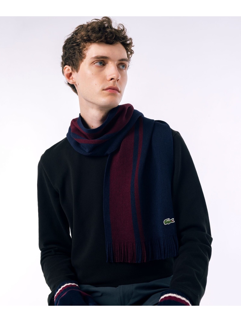【楽天市場】【SALE／40%OFF】ラッセルニットストライプマフラー LACOSTE ラコステ ファッション雑貨 マフラー・ストール・ネックウォーマー ブラック ネイビー【RBA_E】【送料 ...