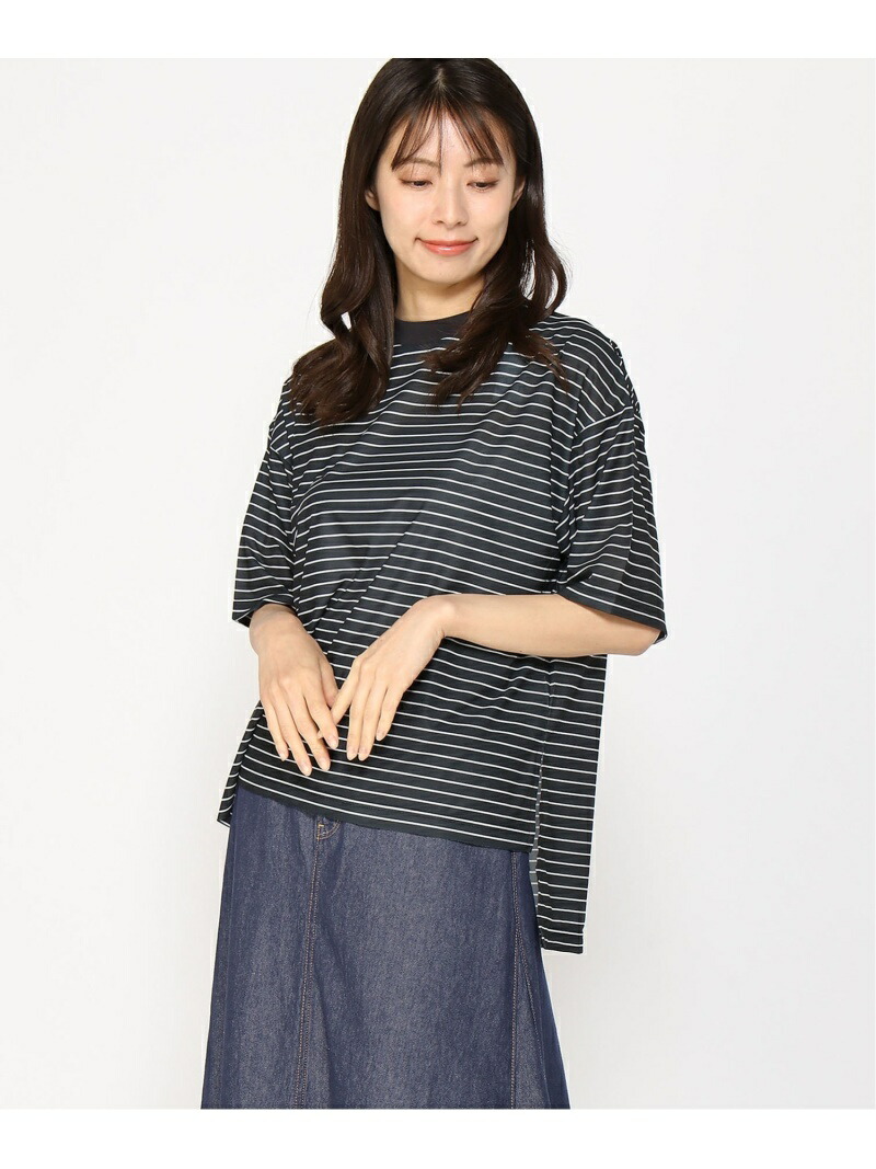 【楽天市場】【SALE／25%OFF】(W)DシアードレープT LAKOLE ラコレ トップス カットソー・Tシャツ ブラック ホワイト【RBA_E】[Rakuten Fashion]：LAKOLE