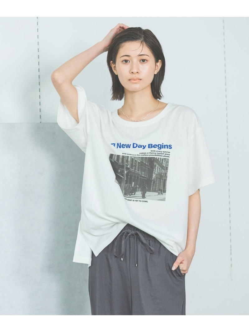 【楽天市場】フォトプリントT LAKOLE ラコレ トップス カットソー・Tシャツ ホワイト ブラック カーキグリーン[Rakuten Fashion]：LAKOLE