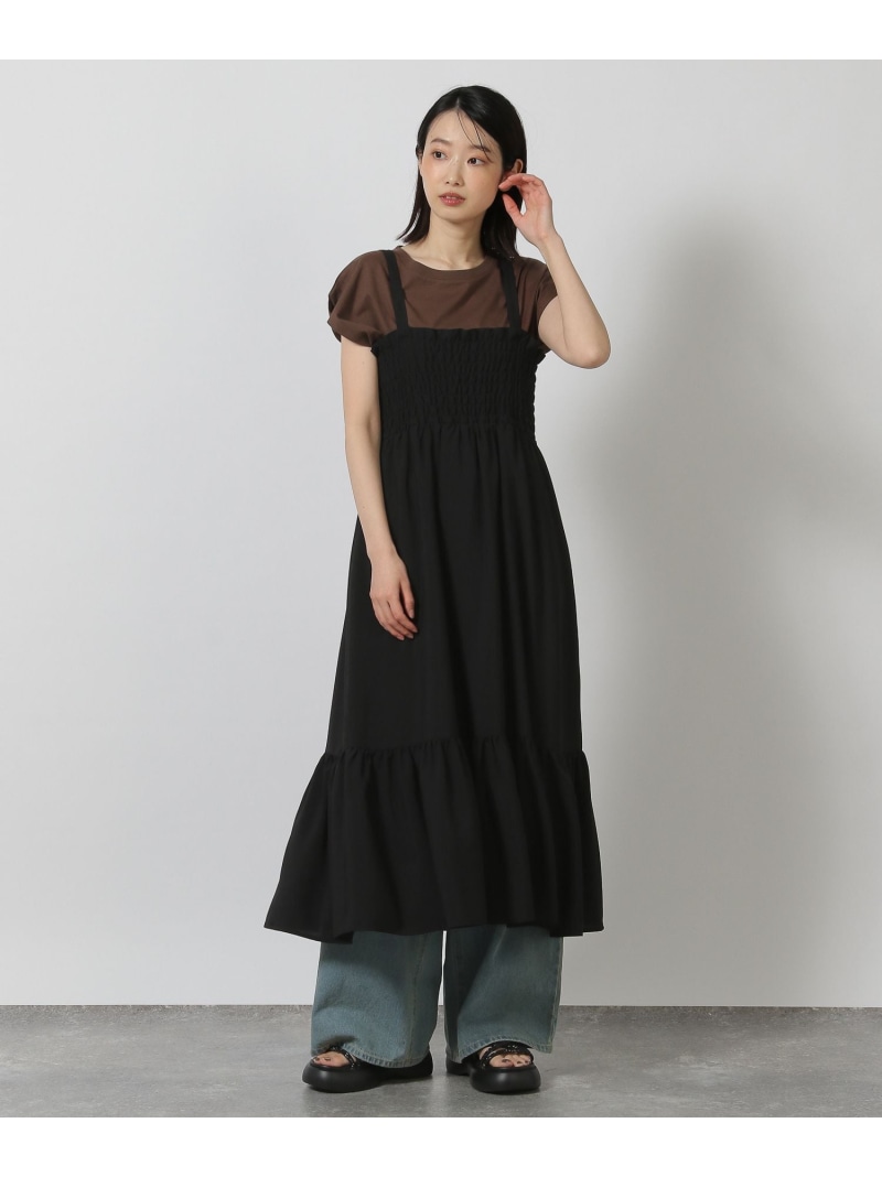 【楽天市場】2WAYシャーリングワンピース LAKOLE ラコレ ワンピース・ドレス ワンピース ベージュ ブラック イエロー【送料無料】[Rakuten Fashion]：LAKOLE