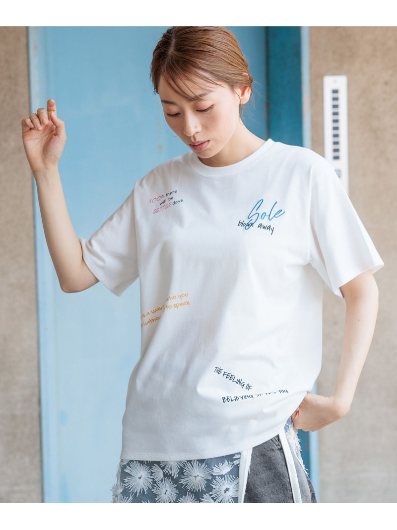 【楽天市場】【SALE／26%OFF】ラフタッチランダムロゴT LAKOLE ラコレ トップス カットソー・Tシャツ ホワイト ベージュ グレー【RBA_E】[Rakuten Fashion ...
