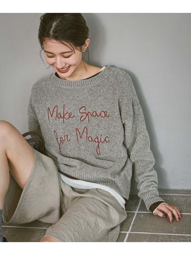 【楽天市場】モール刺繍ロゴニットプルオーバー LAKOLE ラコレ トップス ニット オレンジ グレー ホワイト ブラウン【送料無料】[Rakuten Fashion]：LAKOLE