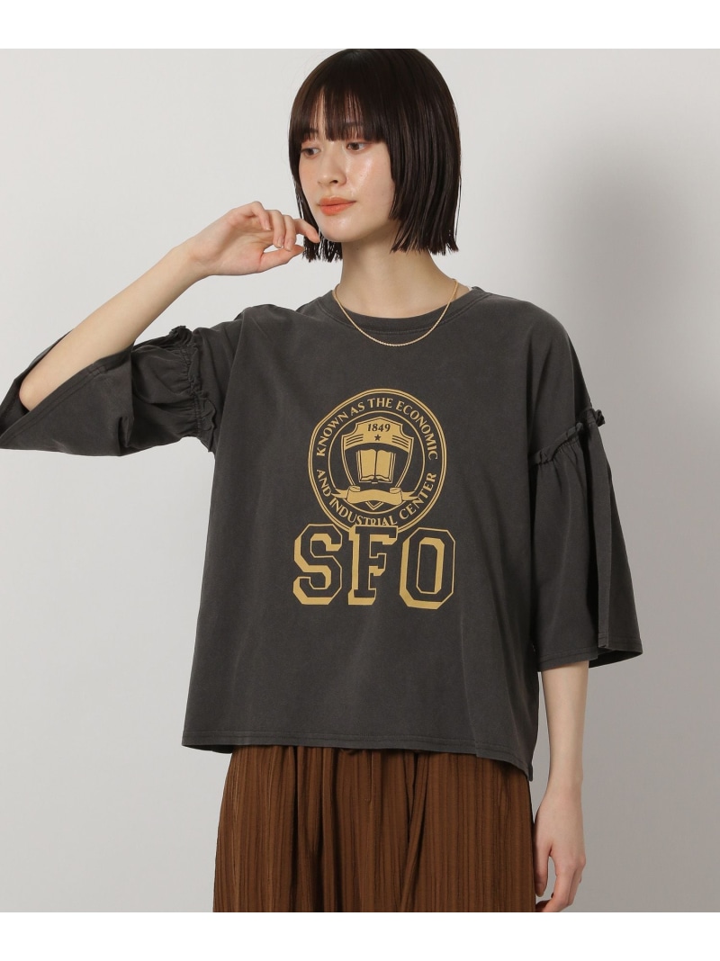 【楽天市場】袖フリルカレッジロゴT LAKOLE ラコレ トップス カットソー・Tシャツ レッド ホワイト グレー[Rakuten Fashion]：LAKOLE