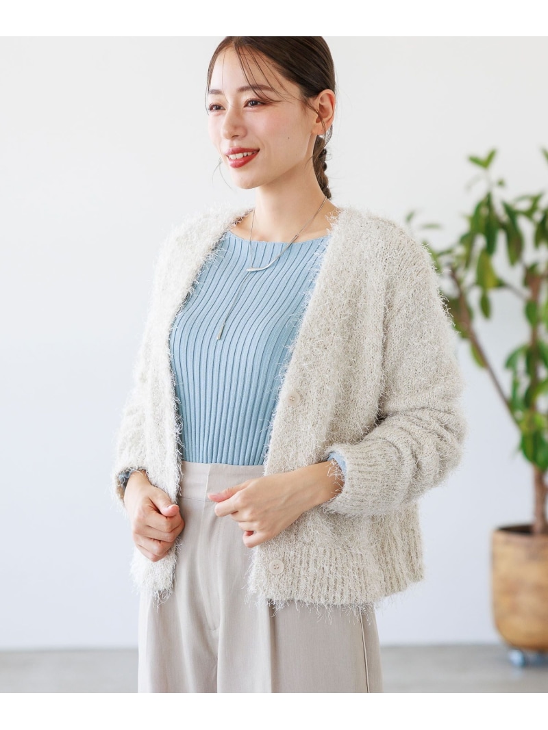 【楽天市場】【SALE／40%OFF】ラメフェザーVネックカーディガン LAKOLE ラコレ トップス カーディガン イエロー ホワイト グレー ブラウン【RBA_E】[Rakuten ...