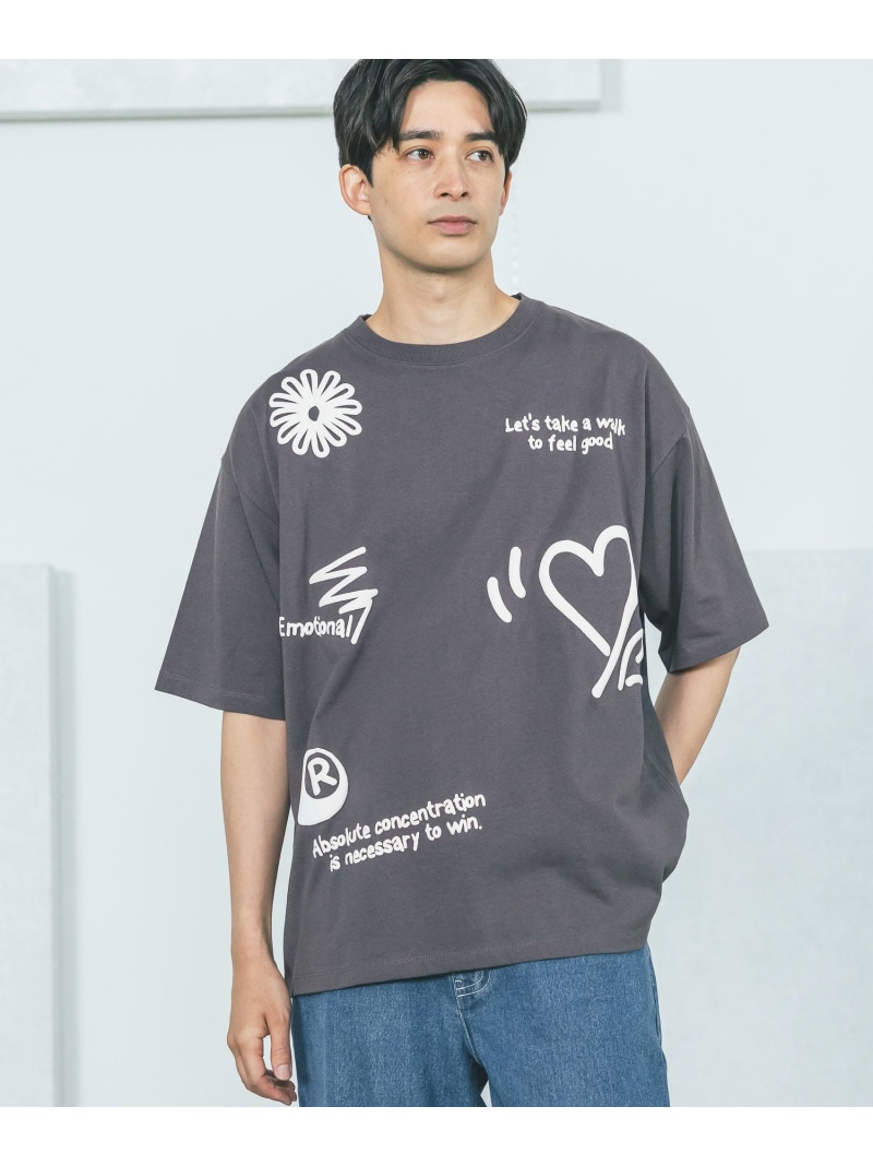 【楽天市場】ハッポウプリントT LAKOLE ラコレ トップス カットソー・Tシャツ オレンジ グレー ホワイト[Rakuten Fashion]：LAKOLE
