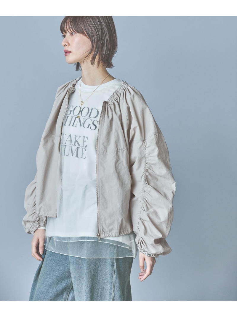 【楽天市場】袖ボリュームナイロンブルゾン LAKOLE ラコレ ジャケット・アウター ブルゾン・ジャンパー ホワイト グレー ブラック【送料無料】[Rakuten Fashion]：LAKOLE