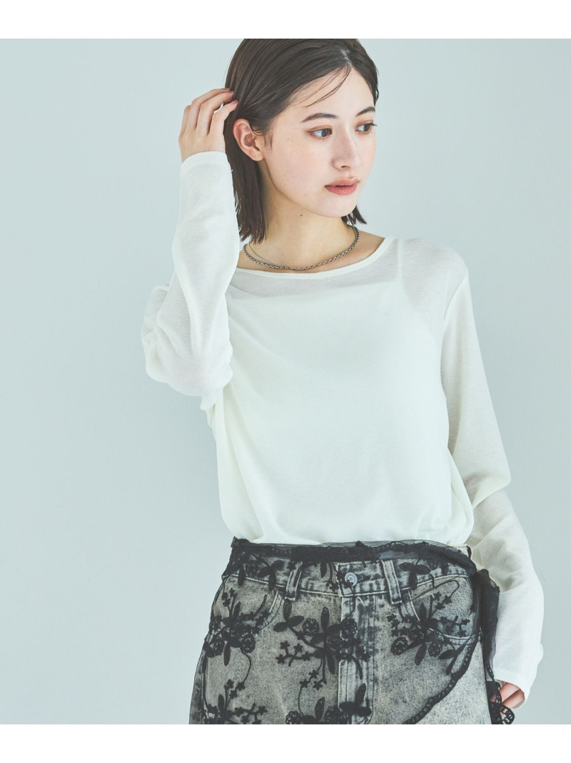 【楽天市場】スラブシアー長袖T LAKOLE ラコレ トップス カットソー・Tシャツ ブルー ブラック グレー ホワイト【先行予約】*[Rakuten Fashion]：LAKOLE