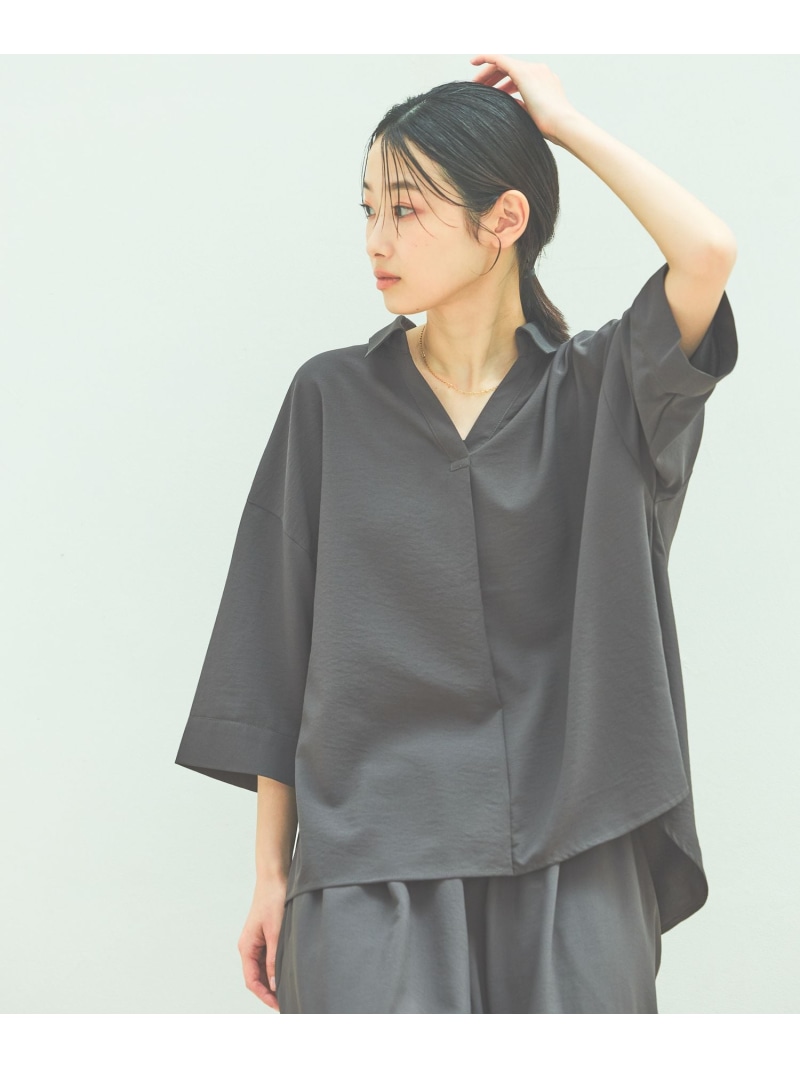 【楽天市場】サップ抜け襟シャツ LAKOLE ラコレ トップス シャツ・ブラウス グレー ベージュ ネイビー【先行予約】*[Rakuten Fashion]：LAKOLE