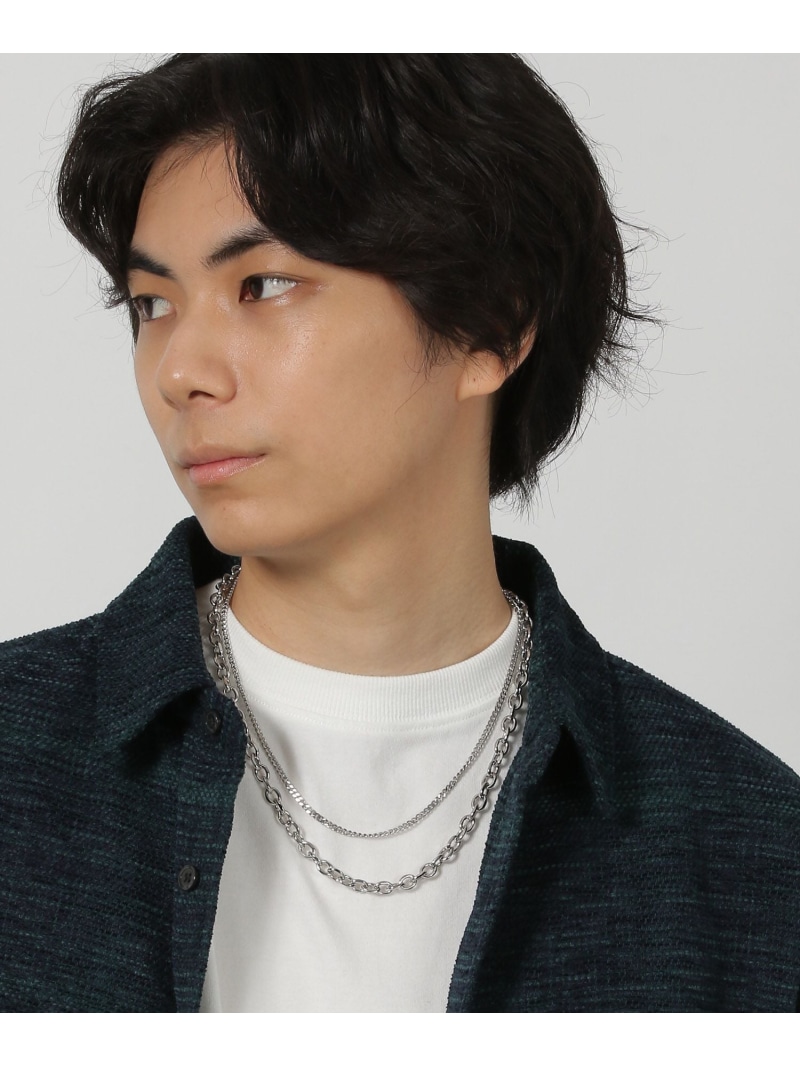 【楽天市場】[MENS]ステンレスマンテル2連ネックレス LAKOLE ラコレ アクセサリー・腕時計 ネックレス シルバー[Rakuten Fashion]：LAKOLE