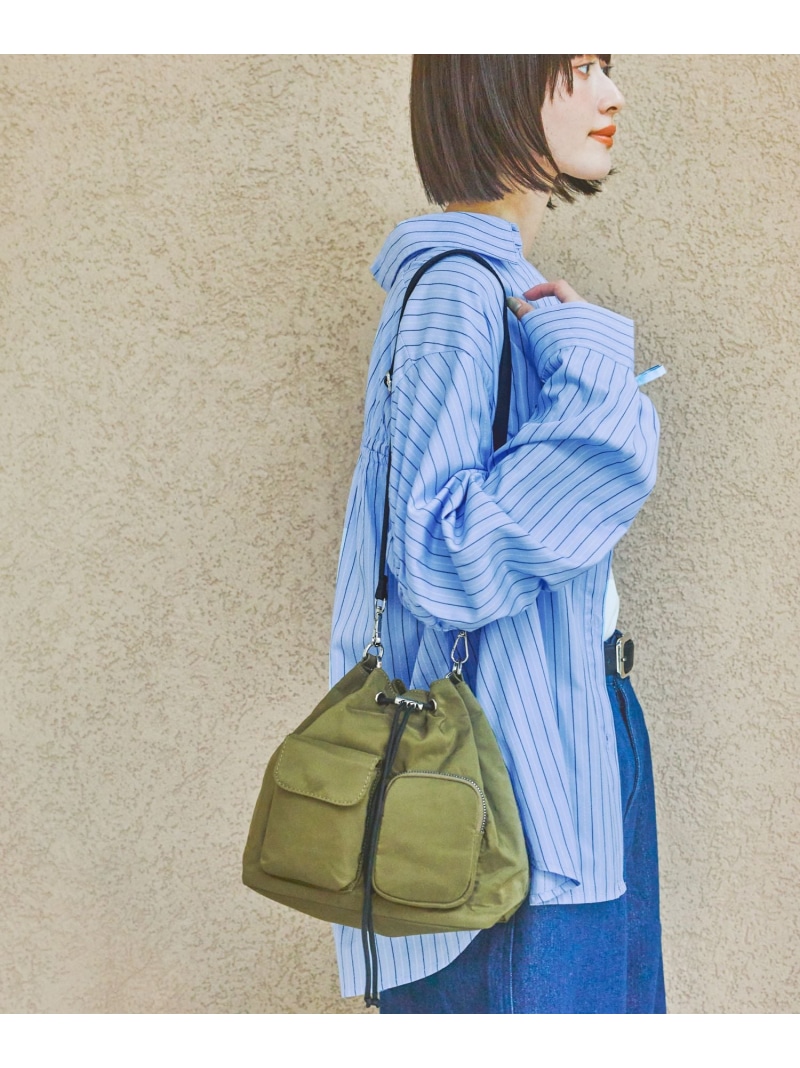 【楽天市場】2WAYポケット巾着ショルダーバッグ LAKOLE ラコレ バッグ ショルダーバッグ ブラック ホワイト カーキグリーン【送料無料】[Rakuten Fashion]：LAKOLE