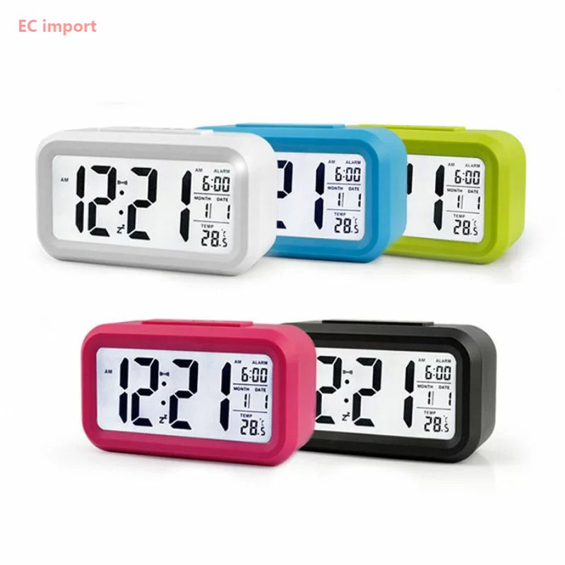 【楽天市場】発光 液晶目覚まし時計 スヌーズ機能 アラーム 24h/12h表示 温度計 コンパクト 表示 わかりやすい 目覚まし時計 おしゃれ ...