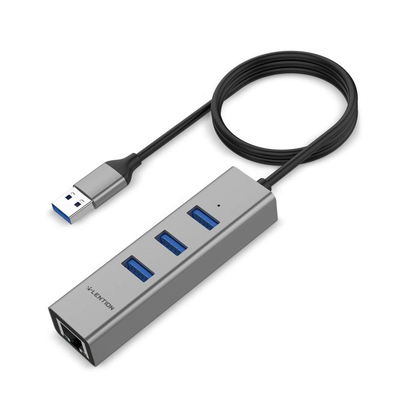 【楽天市場】LENTION 10/100/1000Mbps USBハブ 0.5m ギガビット対応 3ポート高速USB3.0 有線LAN付きアダプター ethernet USB拡張 ...