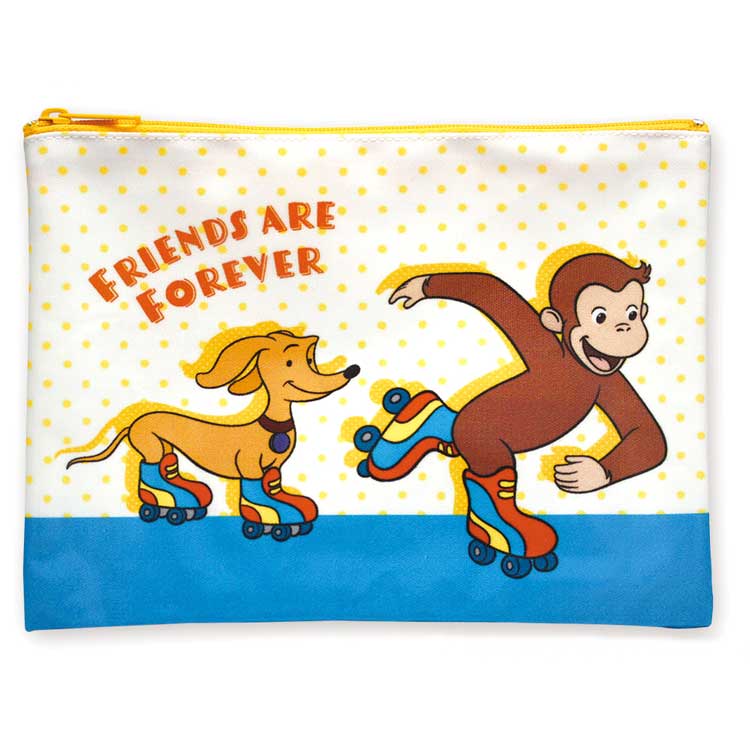 【楽天市場】おさるのジョージ ポーチ ジョージ&ハンドリー 600135 フラット スクエア 化粧ポーチ ペンポーチ 小物入れ：キャラクターズ ...