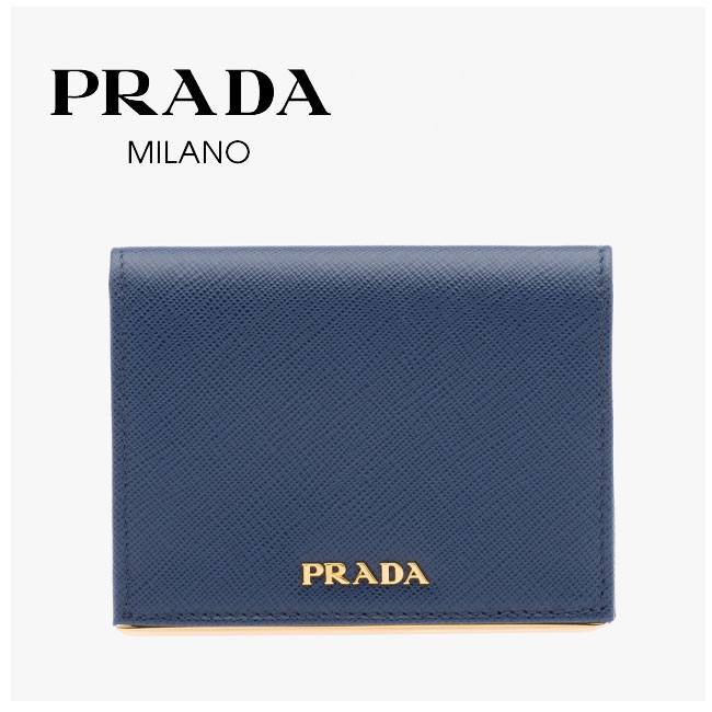 【楽天市場】【PRADA】プラダ 1MV204 QME F0016 二つ折り財布 SAFFIANO サフィアーノ ロゴ BLUE/GOLD ...