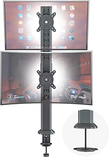 【楽天市場】Dual Monitor Articulating Desk Mount Arm Stand - Vertical Stack ...