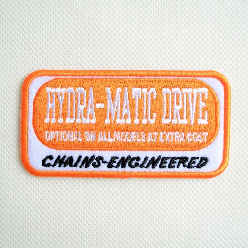 【楽天市場】USAアドバタイジングワッペン HYDRA-MATIC DRIVE オレンジ&ホワイト 100831-17 ワッペン アイロン ...
