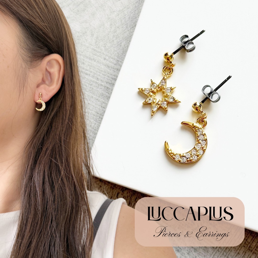 【楽天市場】シンプルモチーフピアス チタン 金属アレルギー対応 星 月 スター ムーン クリスタル ハンドメイド スタイリッシュ きれいめ 華奢 樹脂 ピアス イヤリング：LCPS ...