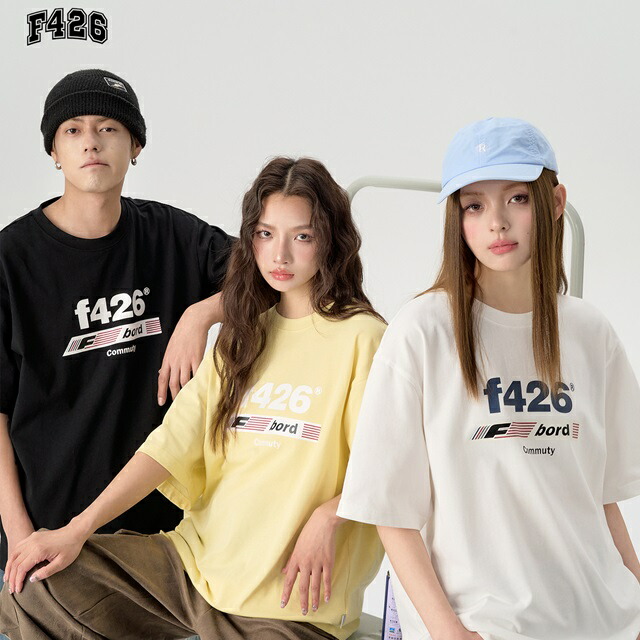 【楽天市場】【F426/エフ426】tシャツ レディース 半袖 ゆったり ロゴtシャツ 黒 プリントtシャツ レディース 半袖 大きいサイズ ラウンドネック ユニセックス Tシャツ シンプル ...