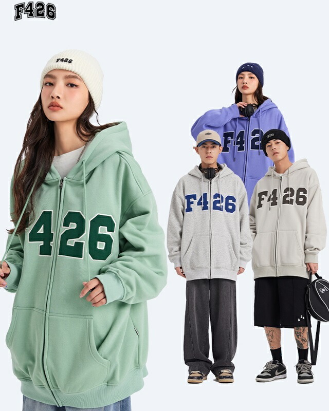 【楽天市場】【F426/エフ426】ジップアップパーカー レディース 長袖 ゆったり ロゴ 大きいサイズ アウター 春 秋 冬 ユニセックス シンプル カジュアル メンズライク オーバーサイズ ...