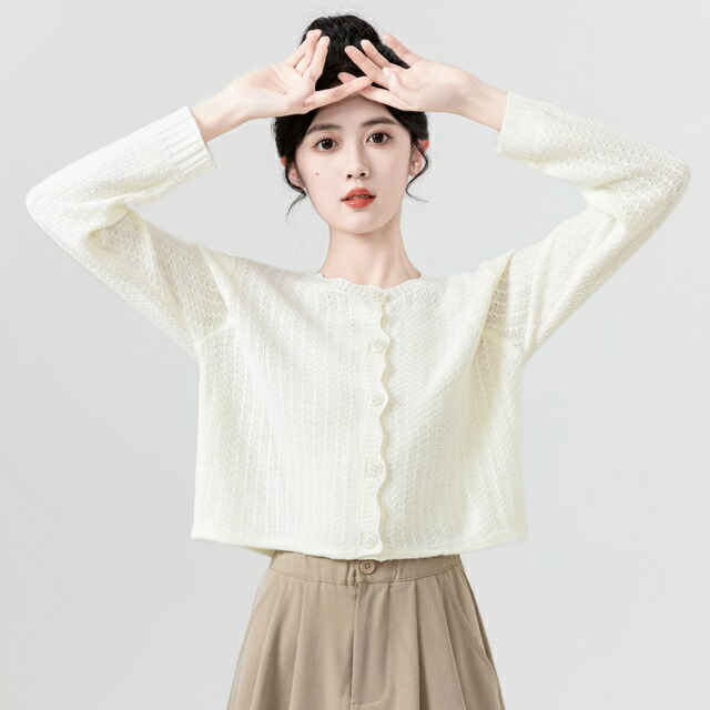 【楽天市場】カーディガン レディース 春 オフィス 通勤 薄手 カーディガン ショート 春夏 ショート丈 カーディガン 丸首 きれいめ 韓国 ...