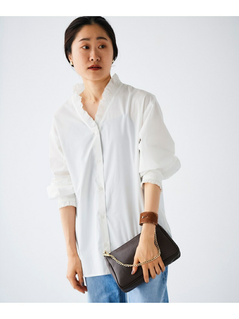 【楽天市場】【SALE／50%OFF】Vネックシャーリングフリルシャツ le.coeur blanc ルクールブラン トップス シャツ ...